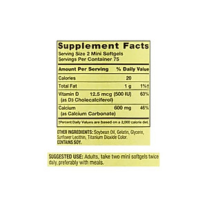 Spring Valley Calcium Plus Vitamin D3, 150 Mini Softgels + STS Fridge Magnet.