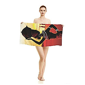 oFloral African Women Painting Art Hand Towels Cotton Washcloths,Woman Walking On The Sunset Desert Soft Absorbent Towels for Bath/Yoga/Golf/Hair/Face Towel for Men/Women/Girl/Boys 15X30 Inch