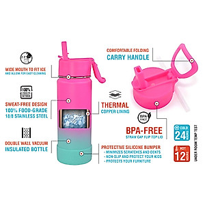 CHILLOUT LIFE 17 oz Insulated Water Bottle with Straw Lid for Kids and Adult + 20 Funny Waterproof Stickers - Perfect for Personalizing Your Kids Metal Water Bottle