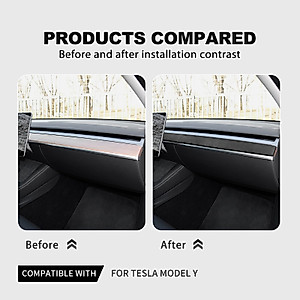 FDAIUN Car Interior Moulding Trim Alcantara Style for Tesla Model 3 Y 2017 2018 2019 2020 2021 2022 Dashboard Trim Strip for Car Interior Exterior Accessories Decoration（Black）