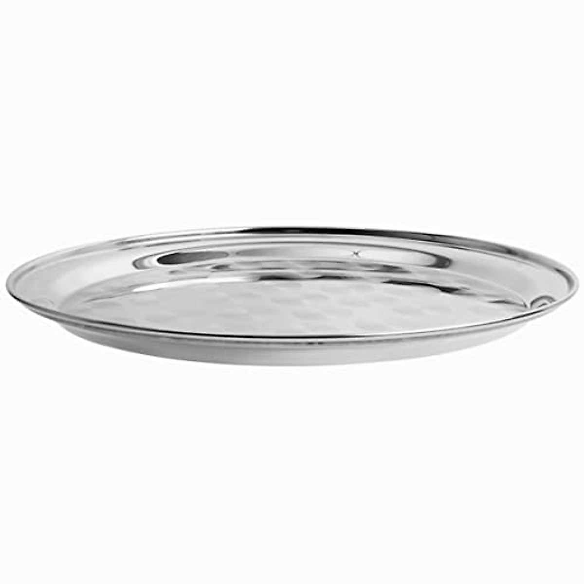 18" Stainless Steel Round Tray with Swirl Pattern, Serving / Display Tray by Tezzorio