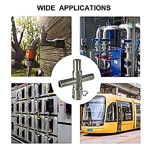 HAUTMEC 4 Way Sillcock Water Key，1/4", 9/32", 5/16", 11/32" Steel Multi-Function Utility Key for Sillcocks Faucets Valves Spigots PL0028