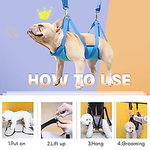 SUAOEO Pet Grooming Hammock Kit,Breathable Hammock Set,Dog Grooming Harness for Dog and Cat (Grey S)