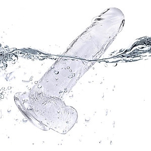 Thick Dildo 7 Inches Realistic Dildo with Suction Cup Adult Sex Toy Flexible Dildo with Curved Shaft and Ball Soft Dildo Big Cock