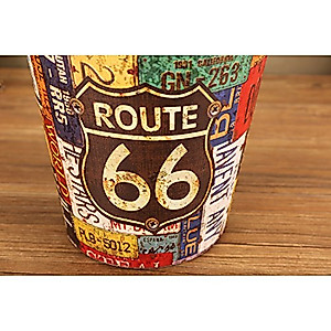 HMANE Wastebasket, Decorative Round Waterproof Litchi Leather Trash Can Paper Garbage Container Bin for Living Room - (Pattern-2)