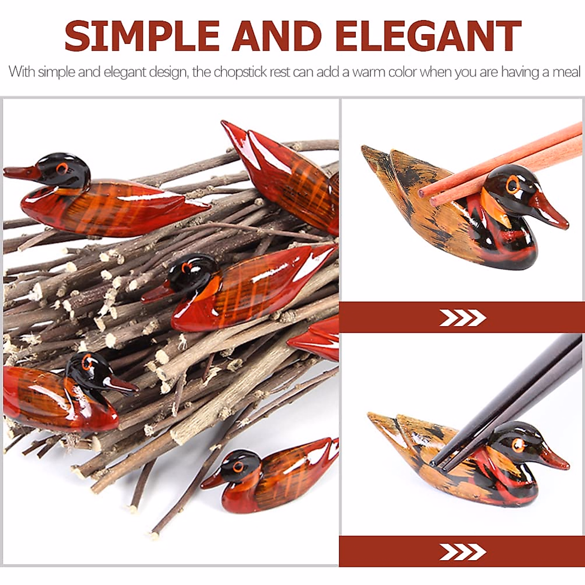 Hemoton 20Pcs Ceramic Chopsticks Rest Rack Mandarin Duck Spoon Rest Stand Fork Holder Flatware Support Cutlery Stand for Fork Spoon Choposticks