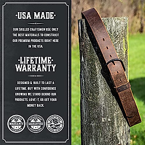 Main Street Forge Bootlegger Leather Belt | Made in USA | Brown with Black Buckle - 38