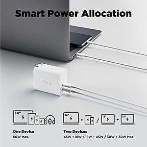 Innergie C6 Duo 63W USB C Charger, 2-Port Foldable Wall Charger Charging Block QC 4.0 PD 3.0 PPS 25W Super Fast Charging for Galaxy iPhone 16 Pro Max iPad Air Mini MacBook Phone Laptop Power Adapter