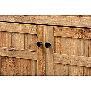 Baxton Studio Glidden Oak Brown Finished Wood 1-Drawer Shoe Storage Cabinet