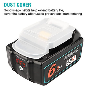 AMICROSS 2-Pack 18V 6.0Ah Lithium-ion Replacement Batteries with LED Indicator for Makita 18V Battery - Compatible with BL1860B BL1860 BL1850B BL1850 BL1840B BL1840 BL1830B BL1830 - Black