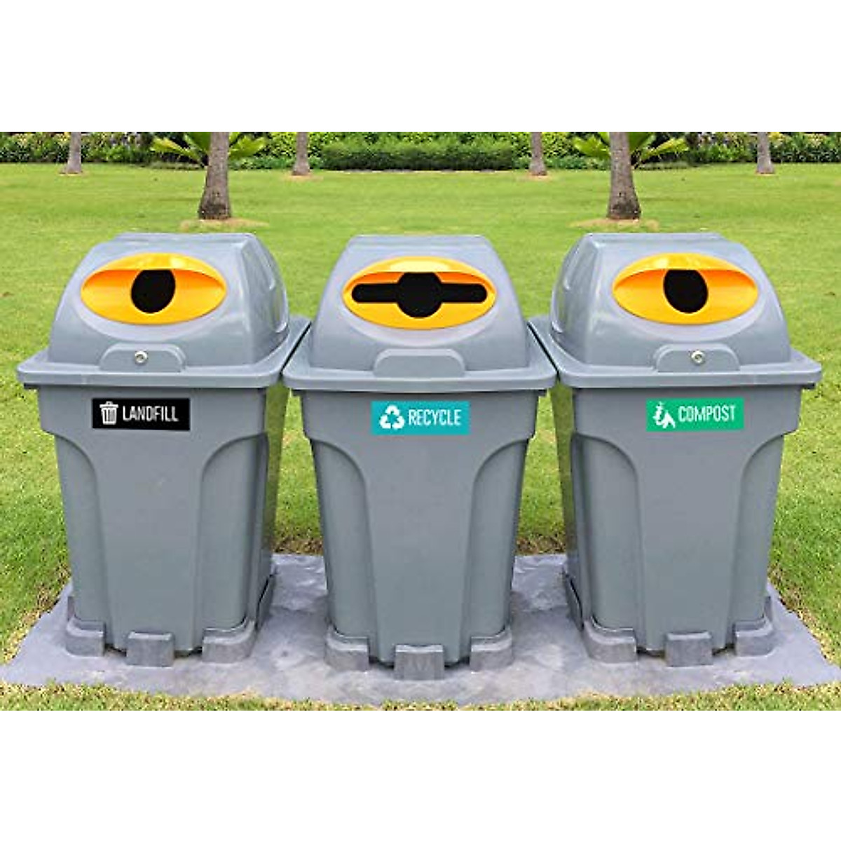 Pixelverse Design - Landfill Recycle Compost Stickers - Premium UV Outdoor & Indoor Adhesive Weatherproof Trash Can Vinyl - 3x9 Inches - 6 Pack Set