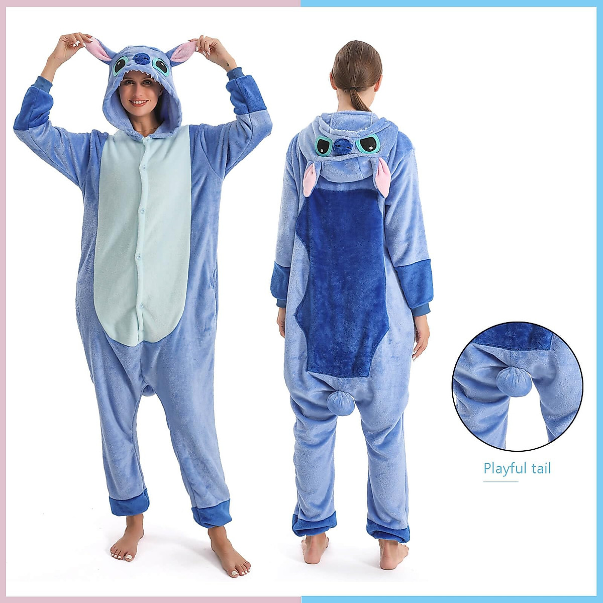 Griong Fit Snug Adult Onesie Costume Pajamas, Unisex Flannel Cosplay Animal One Piece Halloween Sleepwear Homewear