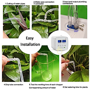 automatic drip irrigation kit auto plant waterer for 10 potted plants self watering planter System Dual display ergonomic Easy DIY Indoor white