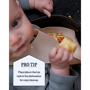 Lalo The Bib - Waterproof, Non-Toxic Silicone Baby Bib with Adjustable Neck Band & Silicone Food Pouch Catcher, Set of 2 - Sage