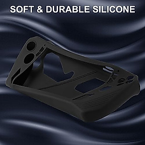 Yebowe Silicone Protective Case for Rog Ally, Handheld Game Console Protector Cover Skin with 4 Thumb Grips Caps Soft Non-Slip Flexible Shockproof ROG Ally Accessories 2023, Black