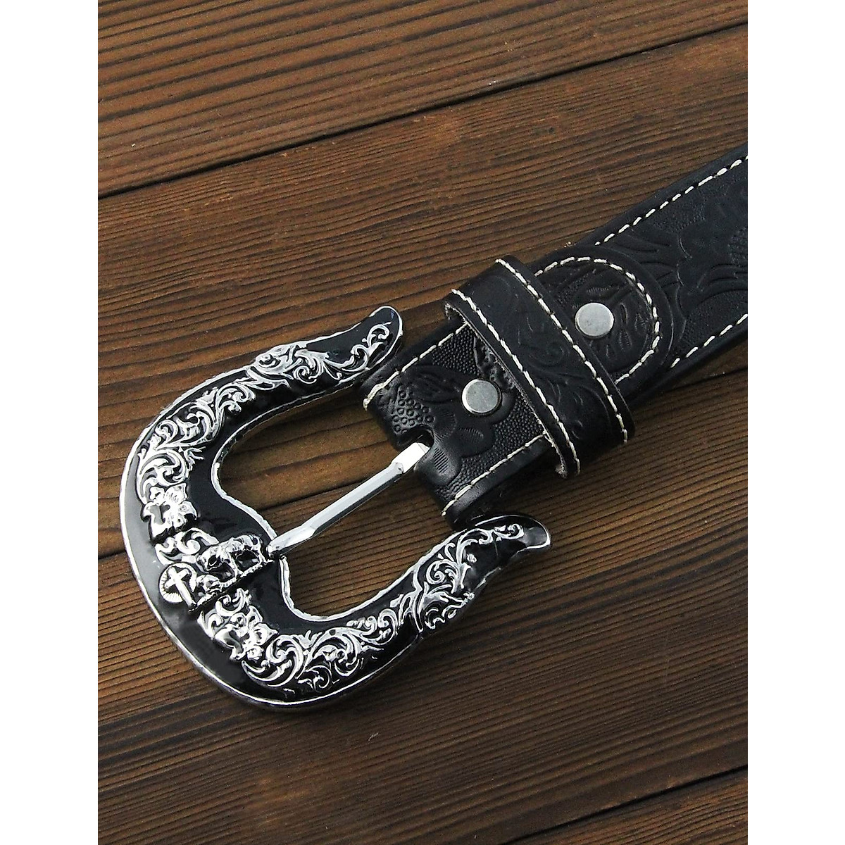 URAMAN Mens Western Belt Cowboy Country Concho Leather Belt for Jeans Pants Rodeo