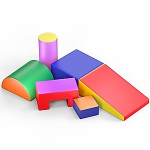 6-Piece Climb & Crawl Foam Activity Play Set Fun Foam Climbing Blocks Educational Step and Slide Climber Interactive Foam Block Playset Indoor Colorful Climbing Toys for Toddler Preschooler Baby Kids