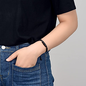 Imrsanl Stainless Steel Cremation Bracelet for Ashes - Bullet Urn Bangles for Human Ashes - Cylinder Memorial Ashes Keepsake Jewelry for Men Women - Adjustable Black