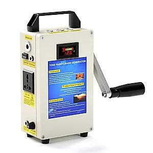 150W Hand Crank Generator, Portable Power Station w/Folding Handle, Aluminum Alloy Small Inverter Generator Rechargeable for Home Camping Outdoor Smartphone Charger