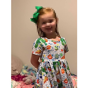 Toddler Little Girls Spring Summer The Very Hungry Caterpillar Baby Girl Short Sleeve Dress for 1-8 Years (6T) Green