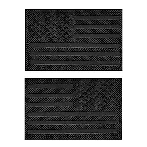 Antrix 2 Set IR Infrared All Black US USA American Flag Patch,Tactical Patch with Hook Fastener Reflective Die Cut Combat America Patch for Army Clothes,Tactical Backpack,Military Activity- 3.15x2"