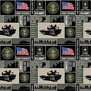 Sykel Enterprises Fleece United States of America Army USA Military Fleece Fabric Print by The Yard oarmy012s Officially Licensed