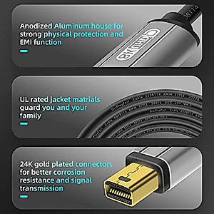 Toptrend Mini Displayport Cable 12ft, 8K DP [Display Port] Cable 1.4 Supports to 8K 60Hz,4K 144Hz,1080p 240Hz,HBR3,32.4Gbps,HDR,HDCP 2.2,G-sync and Freesync on The Gaming Monitor,HDTV,Laptop,etc