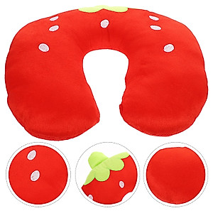 KALLORY Cartoon Office Pillow pp Cotton Travel Pillow Cervical Pillow nap Pillow Strawberry Cute Korean Version Soft to Sleep Travel u Shaped Pillow Neck pad Airplane Portable Neck Pillow