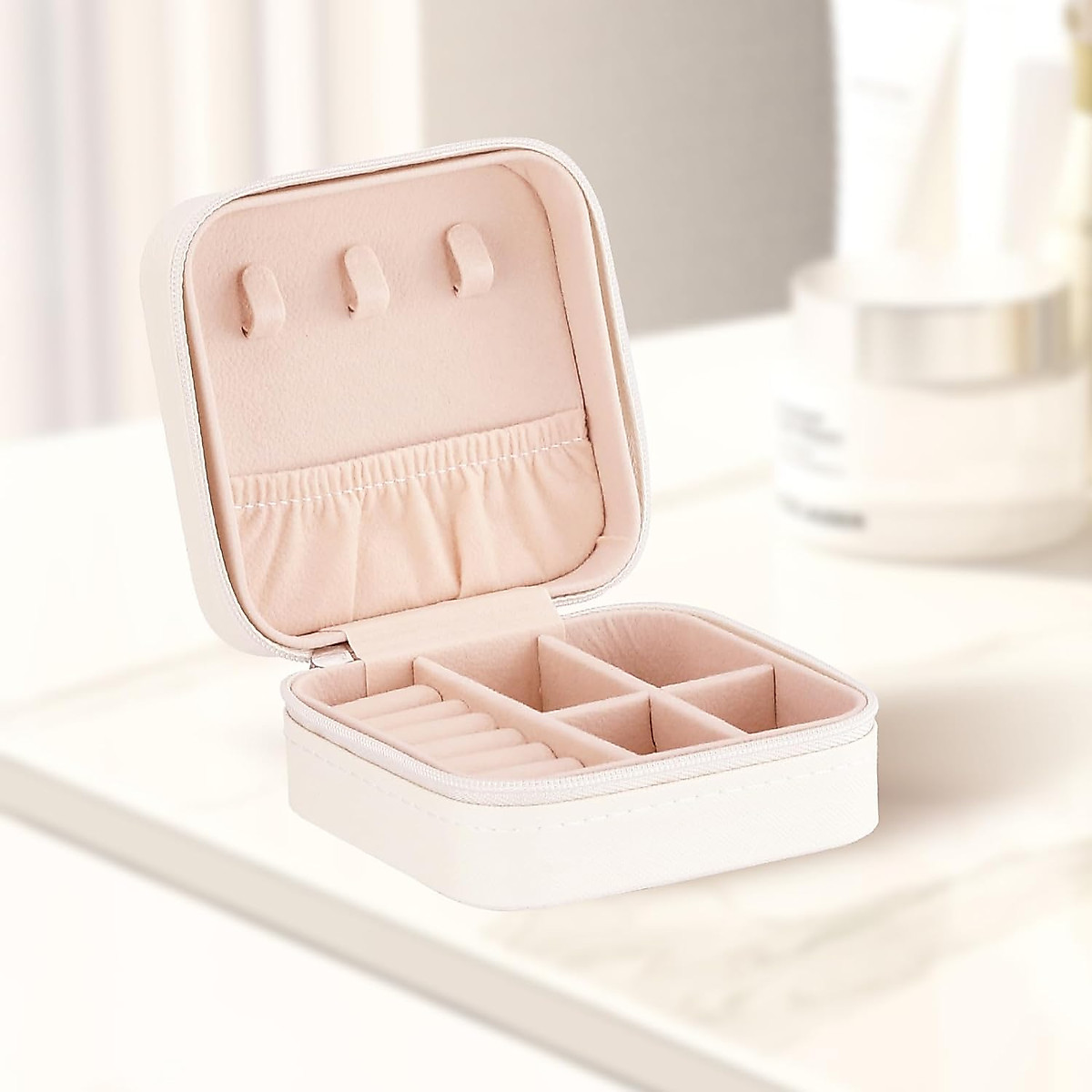 Sincerez Jewelry Box, Small Jewelry Case for Fans, Music Lover Gifts-Portable Jewelry Case for Ring, Necklace, Bracelet, Earring Organizer Storage Holder Boxes