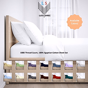 21" Extra DEEP Pockets 1000-Thread-Count, 100% Egyptian Cotton, 6-PC Sheet Set |1 Fitted, 1 Flat, 4 Pillowcases| 1000TC Soft Long Staple Cotton - Twin Size, Light Blue Color