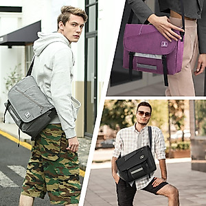 OIWAS Small Messenger Bag for Men/Women Crossbody Travel Briefcase Bags Shoulder Bag Canvas 14 Inch Laptop Computer Satchel Bag Work Black