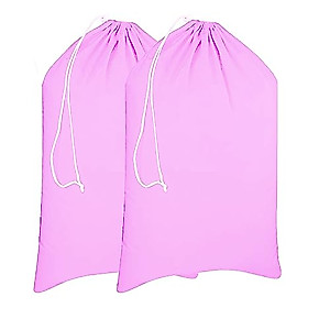 Urban Villa Laundry Bag Canvas|Dirty Clothes Travel Laundry Bag|Machine Washable|Reusable College Hostel Hamper Liner Bag Garments Delicates Drawstring Closure 2 Pack Pink Color|Size 28X36 Inches