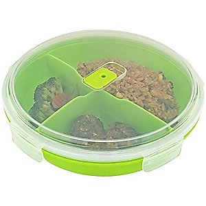 Microwave Food Storage Tray Containers - 3 Compartment Section Divided BPA Free Plates w/ Vented Lid - For Leftovers or Lunch