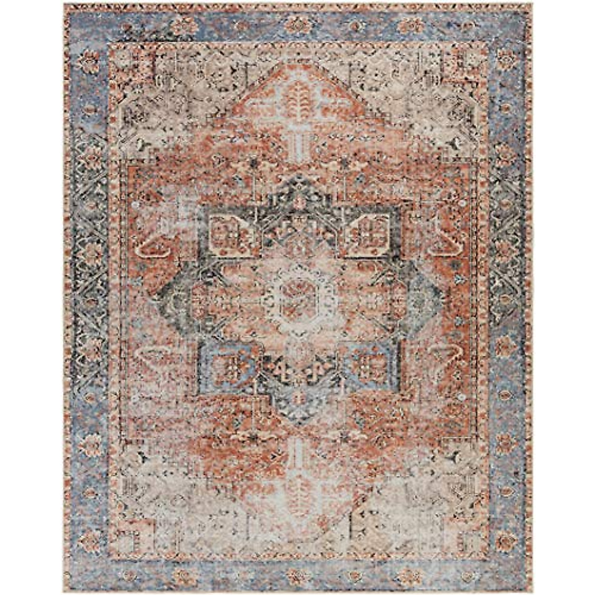 Artistic Weavers Suri Vintage Washable Area Rug 7'10" x 10'2", Rust/Blue
