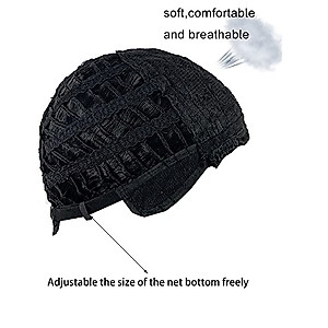 MIMISERVICE Black Short Wavy Wig with Bangs for Women Shoulder Length Black with Brown Bob Curly Women's Charming Synthetic Wigs with Natural Wavy Heat Resistant Hair for Daily Party Use