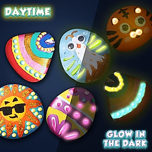 BainGesk Glow in The Dark Rock Painting Kit for Kids, Painting Rock Crafts Set, Arts and Crafts Gifts for ages 6-8, Creative Activities Art Toys for 6, 7, 8, 9, 10, 11, 12 Year Old Kids