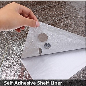 Soqool Adhesive Shelf Liners Kitchen Backsplash Sticker Oil Proof Sticker Waterproof Sticker, Aluminum Foil Sticker for Kitchen Drawer/Cabinets/Countertop 15.7"x78.7"