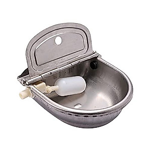 LinaLife Stainless Steel Automatic Waterer Bowl Horse Cattle Goat Sheep Pig Dog Float Valve Water Trough Farm Supplies Livestocktool with Float Valve Water Trough for Livestock Dog Goat Pig Waterer