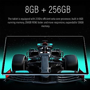 EBTOOLS 10.1in 2 in 1 Tablet, FHD 4G Calling Tablet for Android 12, 8GB RAM 256GB ROM, 5G WiFi 4G LTE Dual Camera, 7000mAh, with Keyboard Mouse, for Office Learning (US Plug)