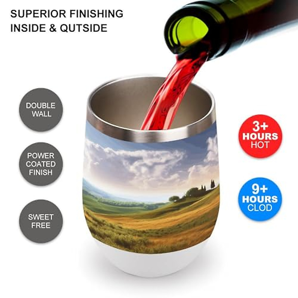 WYUSPGK 304 Stainless Steel Insulated Cup, Landscape Print Smooth Rim, Durable & Reusable - Perfect for Office, Home, And Travel