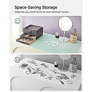 SONGMICS Jewelry Box with Glass Lid, 3-Layer Jewelry Organizer, 2 Drawers, for Big and Small Jewelry, Jewelry Storage, Modern Style, 8 x 9.1 x 5.3 Inches, Interstellar Gray and Silver UJBC239GY
