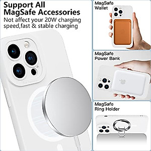 MYY Magnetic for iPhone 13 Pro Max Case,Silicone Shockproof Phone Case[MagSafe-Compatible] Soft Anti-Scratch Microfiber Lining Full Camera Lens Protection Cover 6.7'' (White)