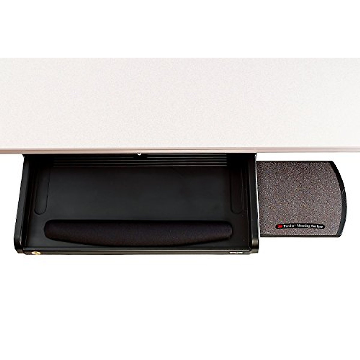 3M Adjustable Under-Desk Keyboard Drawer, Three Height Settings, Wide Tray with Gel Wrist Rest Accomodates Most Keyboards, Slide Out Mouse Platform with Precise Mouse Pad, Black (KD45)