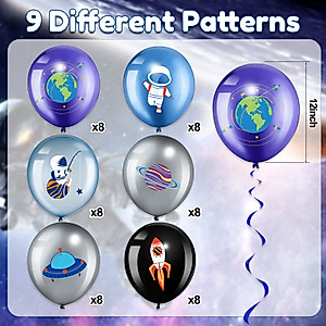 48 Pieces Outer Space UFO Party Balloons, 12 Inch Latex Galaxy Space Theme Party Balloon Metallic Rocket Astronaut Planet Balloon for Girl Boy Kid Space Birthday Party Baby shower Decoration Supply