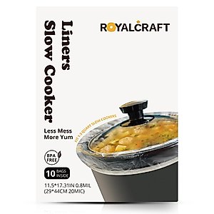 Sunvivi Slow Cooker Liners, Disposable Cooking Bags Large Size Pot Liners Fit 1QT to 4QT,Suitable for Oval & Round Pot 10 Count