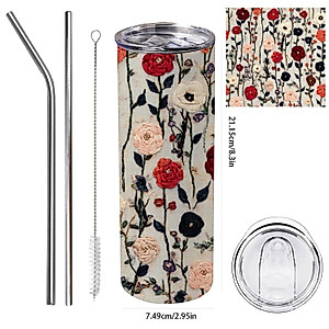 Medpol roses insulated tumblers coffee cup Gift，roses Drinking Glasses-Tea Cup-Coffee Mug tumbler with lid and straw 20 oz insulated tumbler cups