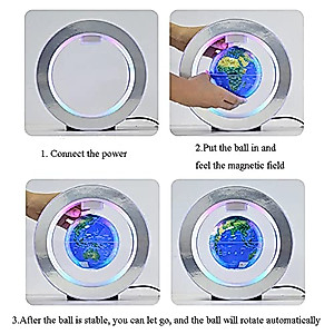 FUGEST Levitation Floating Globe 4inch Rotating Magnetic Mysteriously Suspended In Air World Map Home Decoration Crafts Fashion Holiday Gifts (Blue)