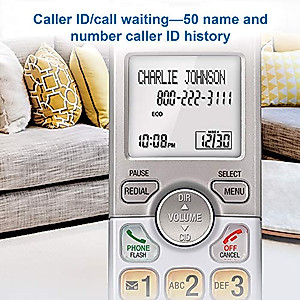 AT&T EL51203 - 2 Handset DECT 6.0 Cordless Home Phone Full-Duplex Handset Speakerphone, Backlit Display, Lighted Keypad, Caller ID/Call Waiting, Phonebook, Eco Mode, Voicemail Key, Quiet Mode,Intercom