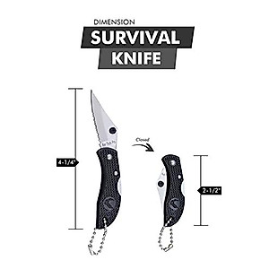 Keychain Knife - Surgical Stainless Steel Half-Serrated 1 7/8" Blade for Cutting Cord or Twine - Light Plastic Handle - 2 1/2" Folded, 4 1/4" Open - Set of 10
