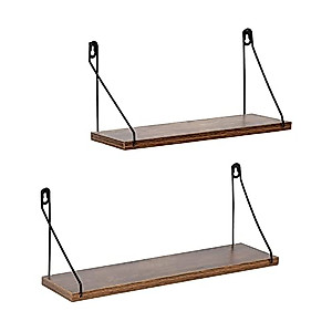 Shelves for Wall Storage, Wall Mounted Shelf for Bedroom Living Room Bathroom Kitchen, Brown (Set of 2)
